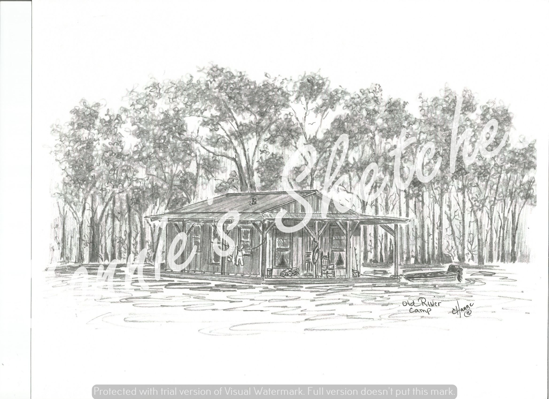 Old River camp – Connie’s Sketches