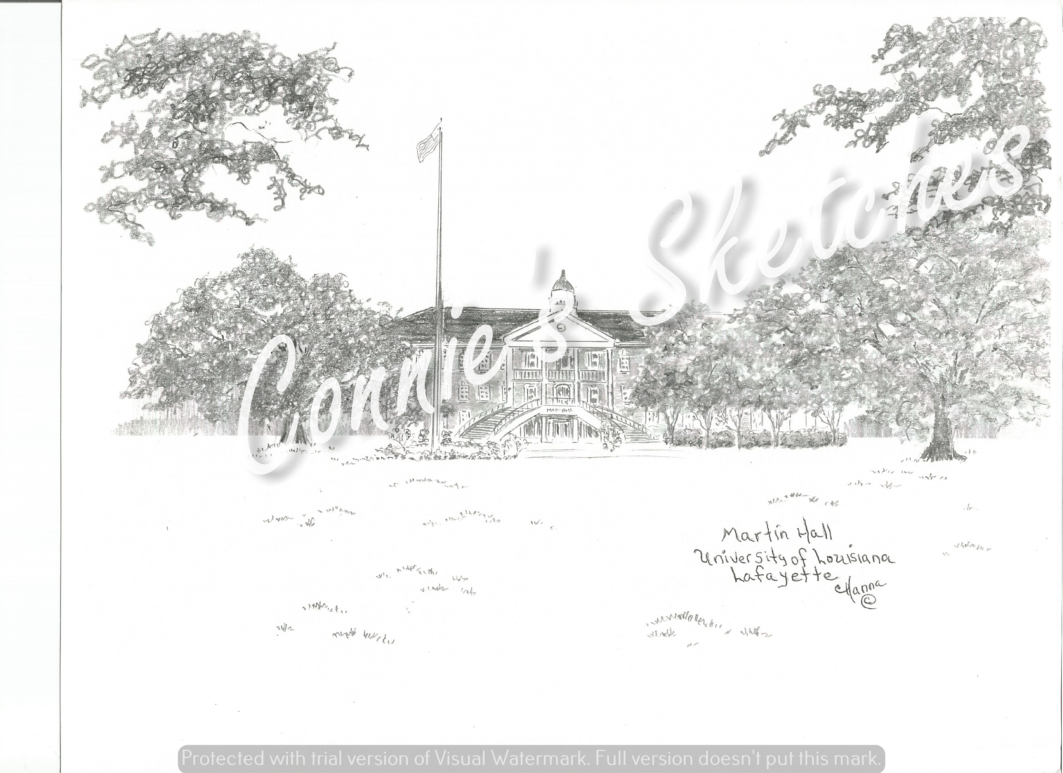 Martin Hall @ University of Louisiana at Lafayette – Connie’s Sketches